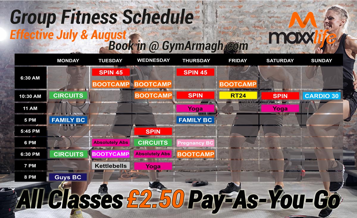 Class-Schedule-July-August-2019 – Maxx Life Gym, Armagh